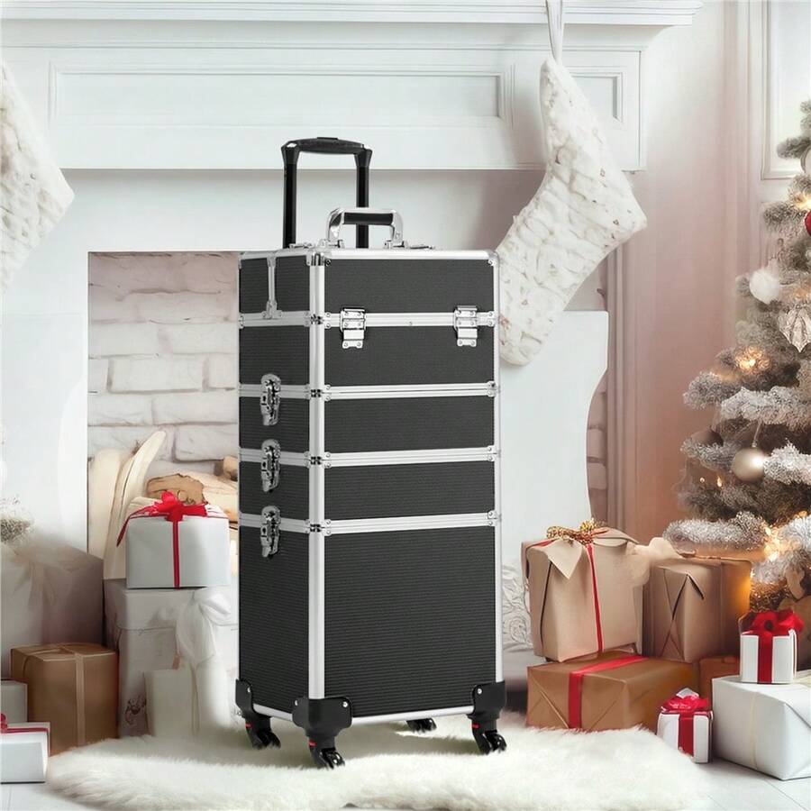 Costoffs 4-In-1 Aluminum Cosmetic Case Professional Makeup Train Case ...
