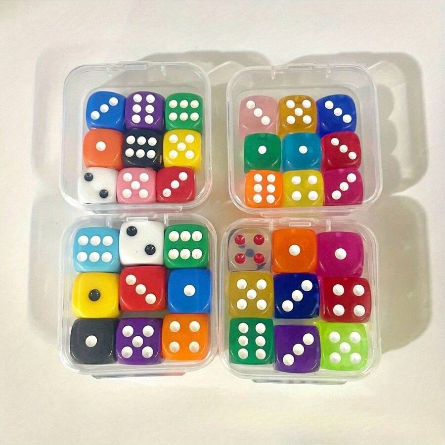 45pcs Colorful Transparent Dice Set With Square Plastic Storage Box ...