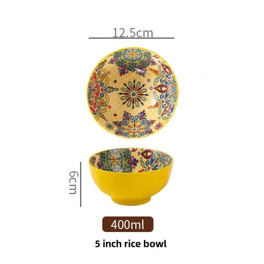 Bohemian Rice Bowl Home Creative Personality Ceramic Bowl High ...