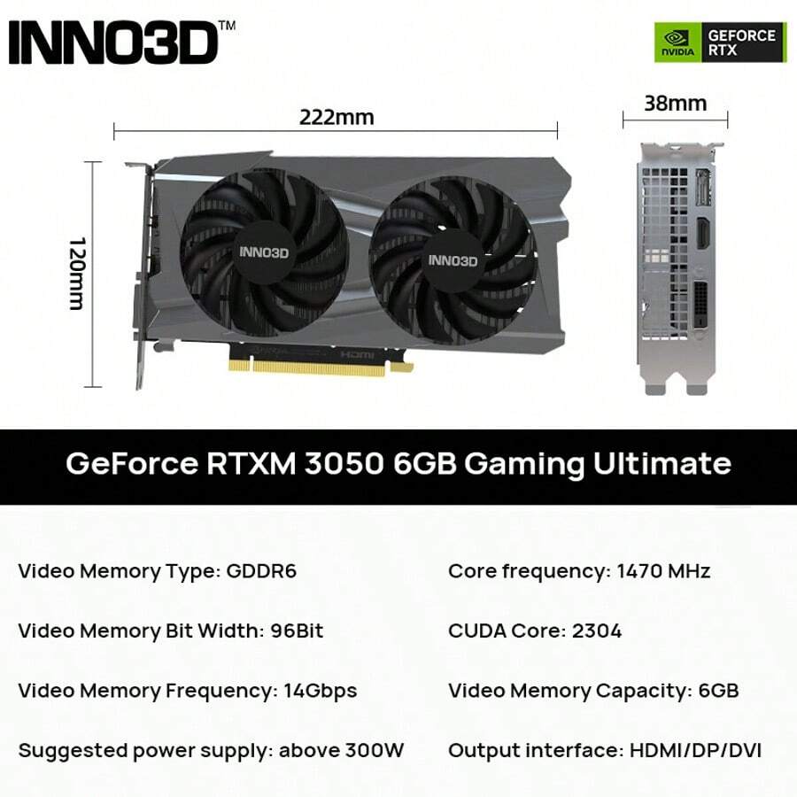 Nvidia Graphics Card RTX3050 E-Sports Game Design Graphics Card Dual ...