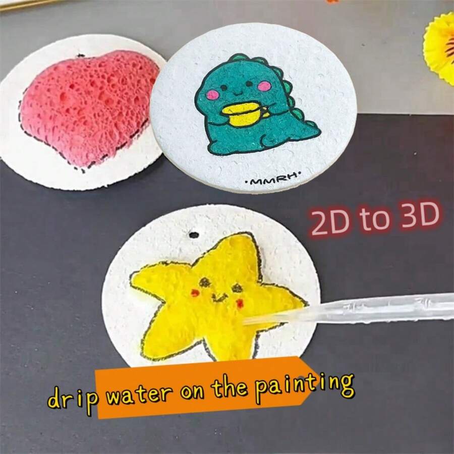 10pcs 3D Textured Drawing Paper Set, Compressed Wood Pulp Foam Art ...