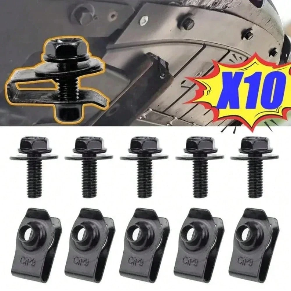 Car U-Nut Clips Fastener Metal Bolts Screw Bumper Buckle Rivet Screws ...