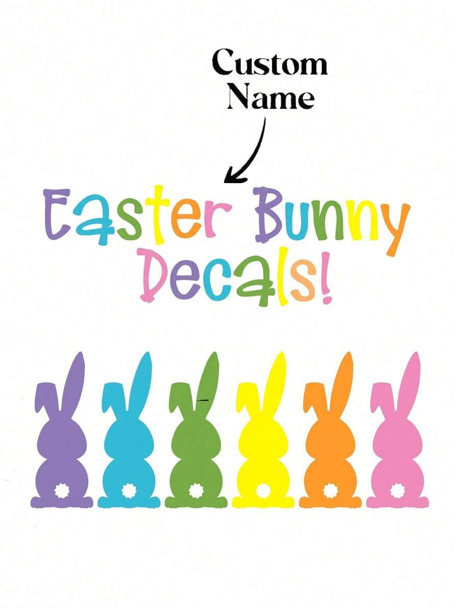 Custom Easter Colorful Bunny Print Stickers, Custom Letter Stickers ...