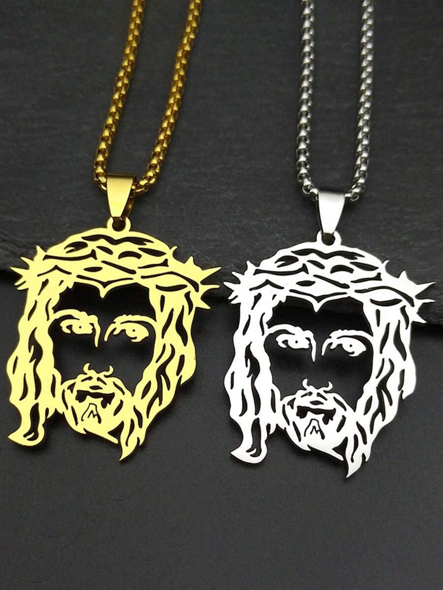 Jesus Head Crown Thorns Pendant Necklace For Women Men Stainless Steel ...