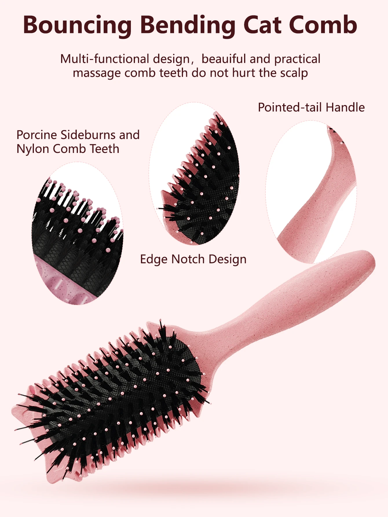 2025 New Bouncing Fine Tooth Cat Comb Cross Border Explosion Brush ...