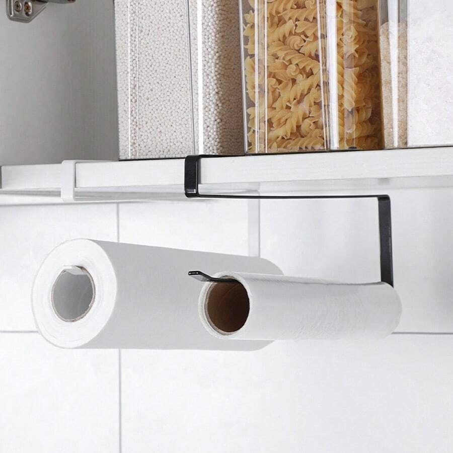 1PC Kitchen Tissue Holder Punching-Free Wall-Mounted Paper Hanger Cling ...