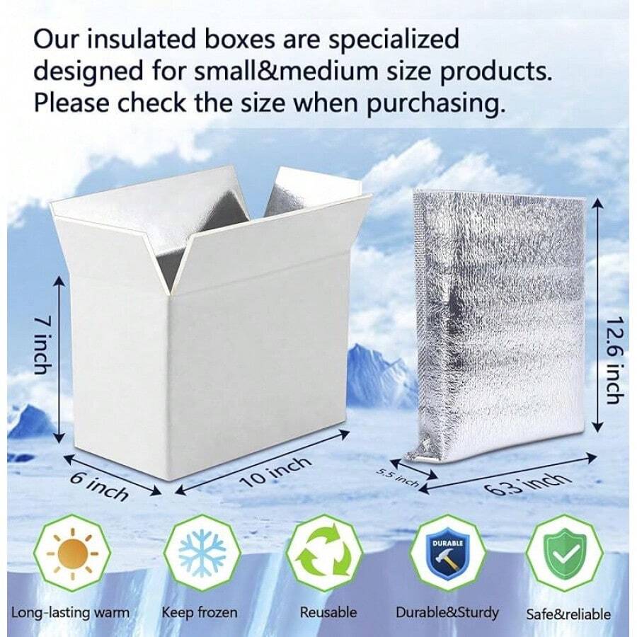 10x6x7 INCH 4 Pack Insulated Shipping Boxes With Aluminum Foil Liner ...