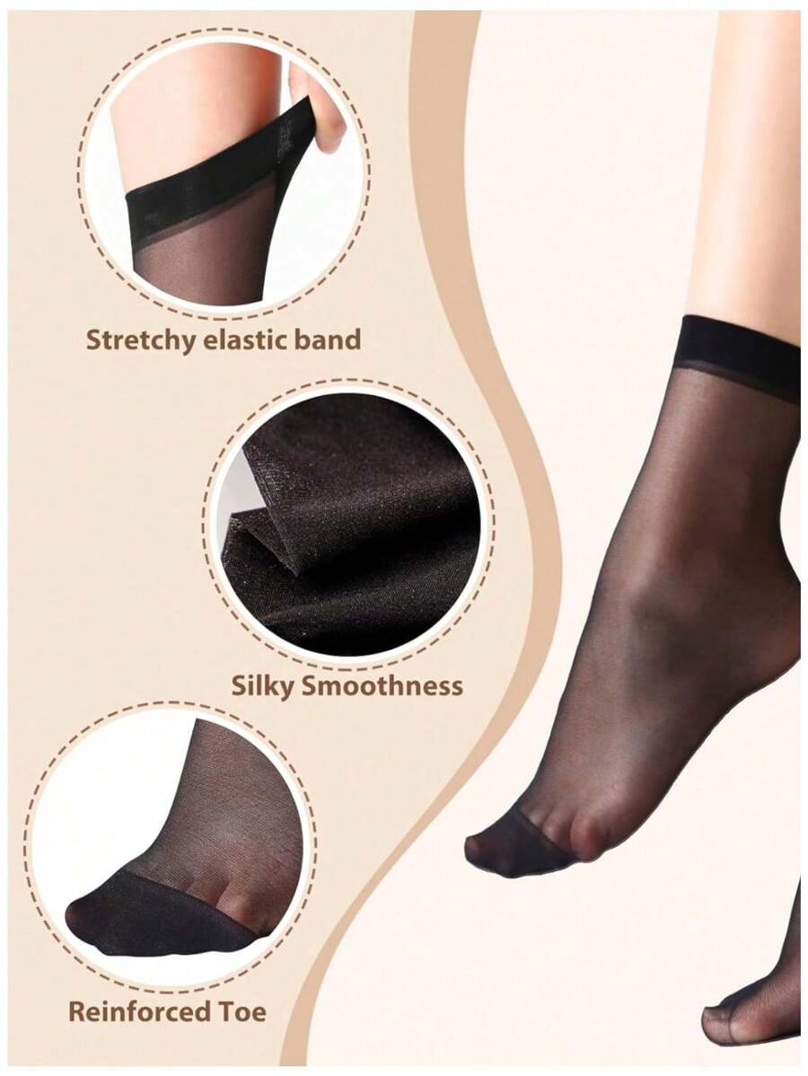 10/20/30 Pairs Women's Ankle High Sheer Socks For Women Nylon Socks ...