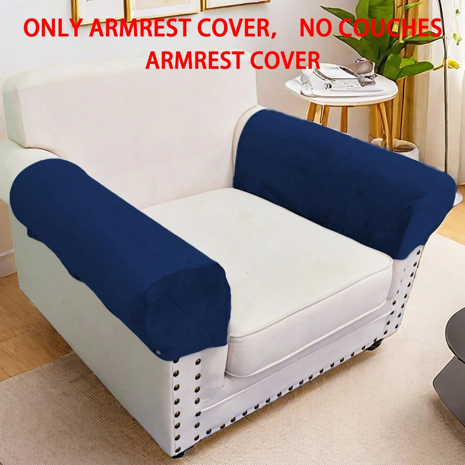 2pcs/Set Solid Color Silver Fox Fleece Armrest Covers, Elastic Armrest ...