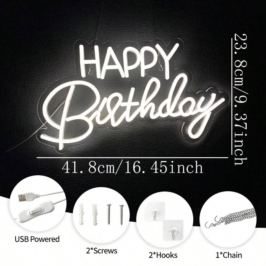 Happy Birthday Neon Sign, Happy Birthday Led Sign For Backdrop Party Wall Decor With Switch ...