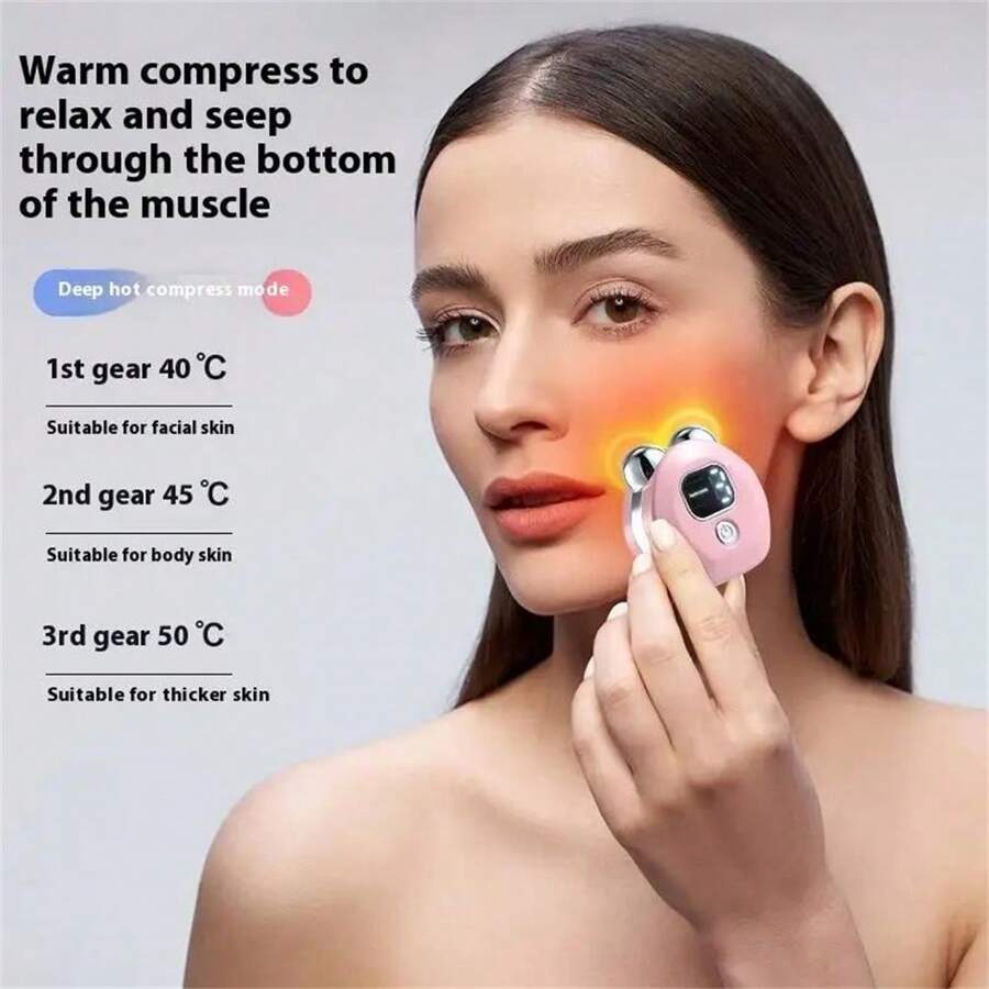 Electric Face Massager Lift Roller Microcurrent Thermal Compression ...