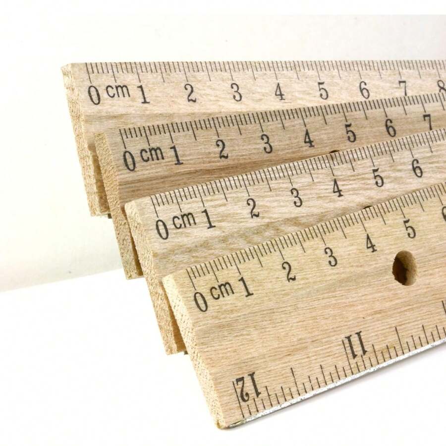 Wooden Ruler 12" (30cm), Singel Metal Edge, Inches Centimeter Metric ...