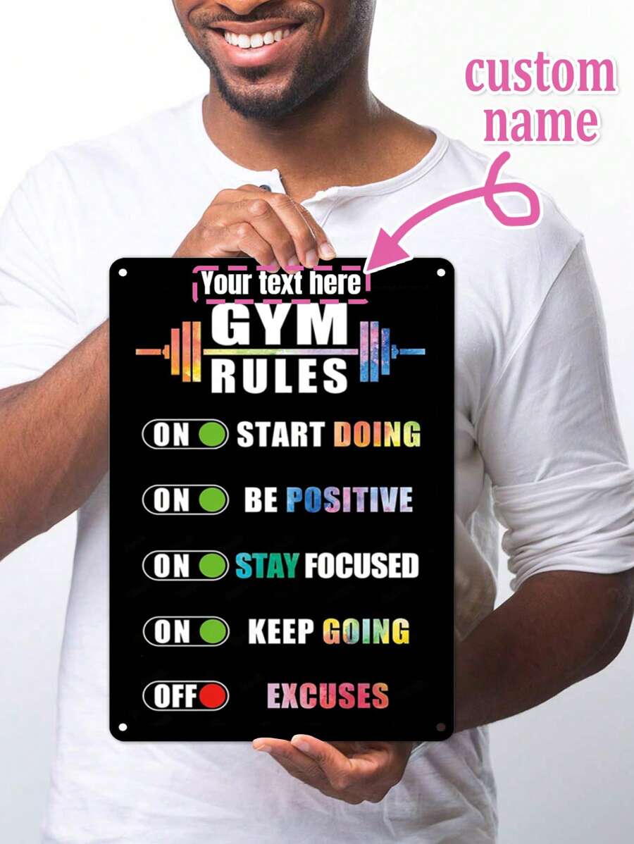 Customized Home Gym Rules Signs Workout Motivational Quote Hanging Sign ...