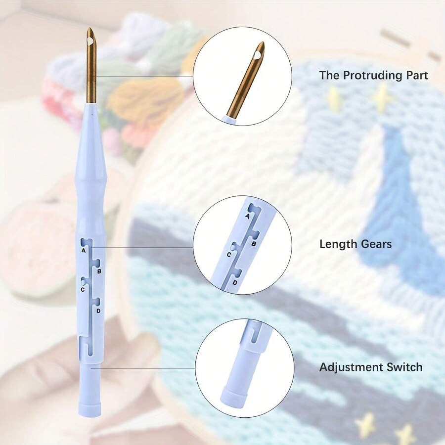 Complete DIY Punch Needle Embroidery Starter Kit With Frame, Fabric ...