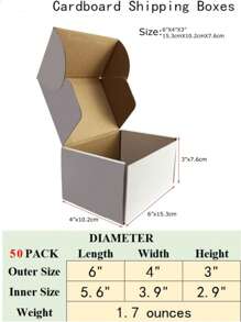 50pcs Corrugated Paper Gift Boxes, 6x4x3 Inch Sturdy Cardboard ...