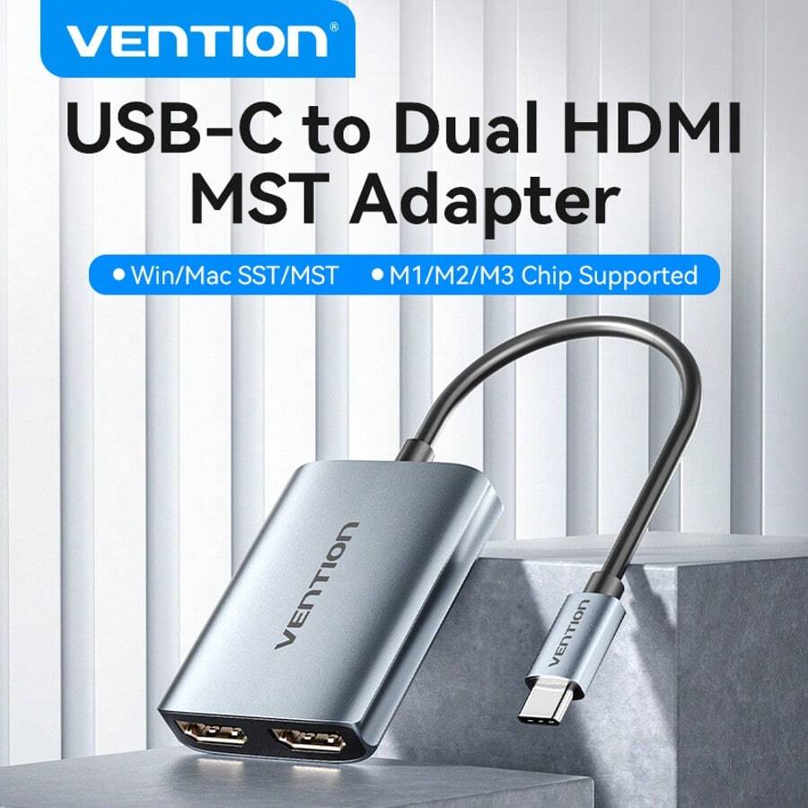 VENTION 4K USB-C To Dual HDMI MST Adapter,2-In-1 Type C To HDMI Adapter ...