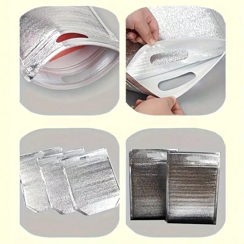 Reusable Thick Aluminum Foil Insulated Bag, Durable Food Storage Pouch ...