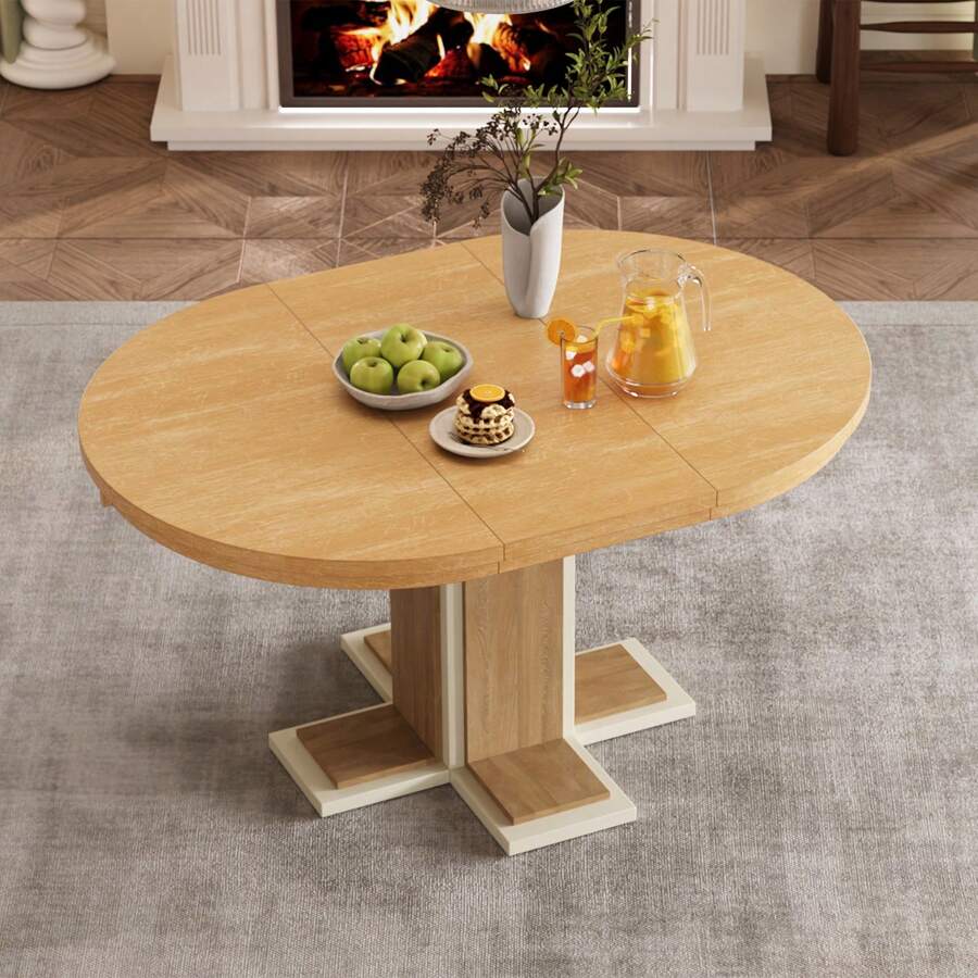MERAX Extendable Dining Table With A 16-Inch Middle Leaf, 42''-58 ...