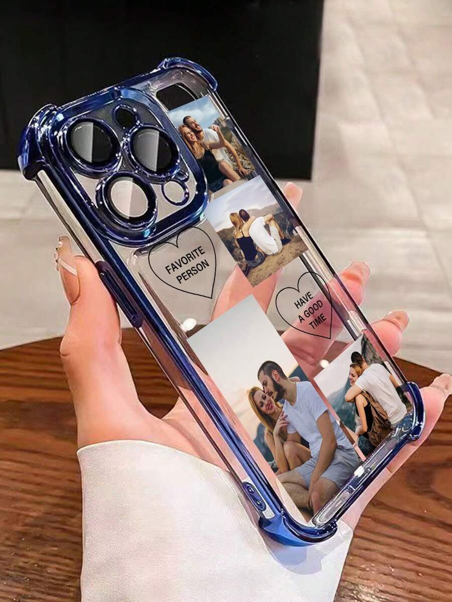 1pc Custom DIY Phone Case, Thickened Electroplated Four-Corner Air ...