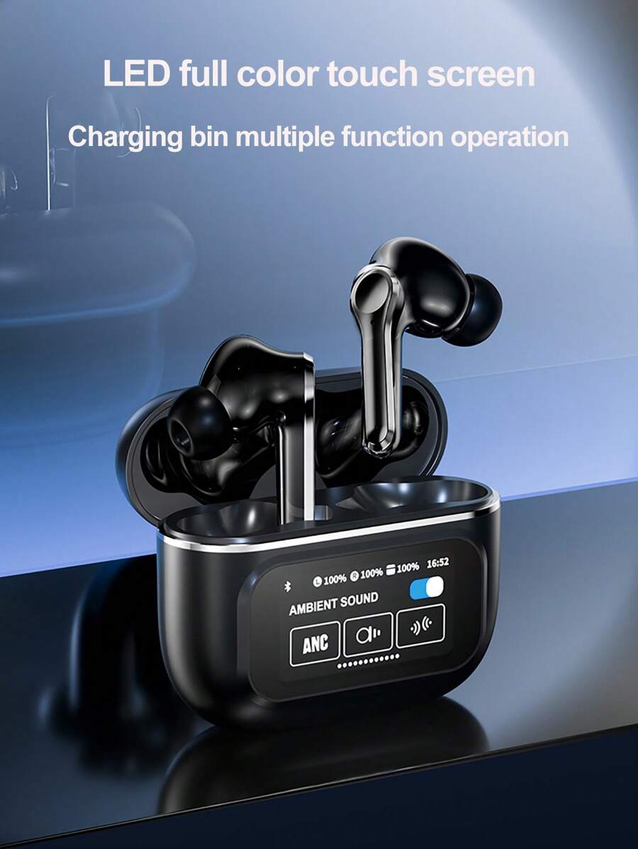 Touch Screen ANC Active Noise Cancellation Wireless Earphone Earbuds ...