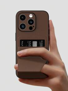 1pc Brown Card Slot Phone Case, Compatible With 16e, 16 Pro Max, With ...