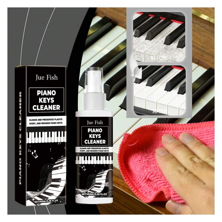 Jue-Fish Piano Key Cleaner Cleans Key Stains Gently And Protects Multi ...