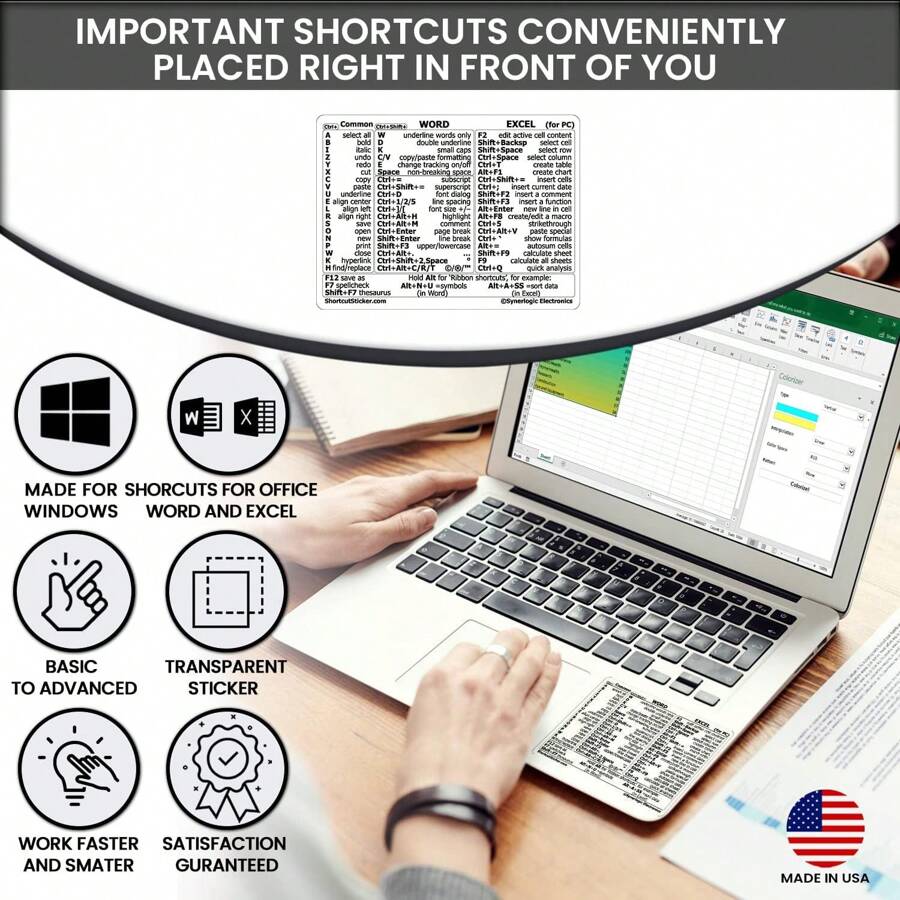 Windows/Word Keyboard Shortcut Stickers Set - Decorative Laptop ...