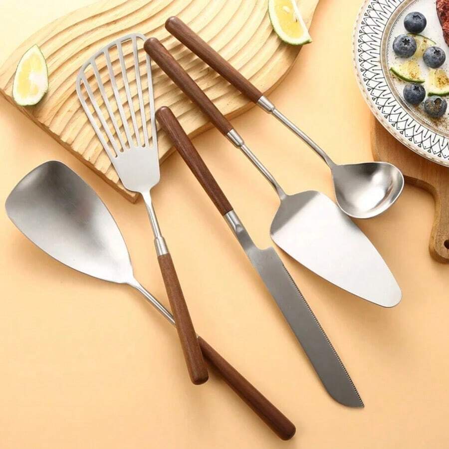 Walnut Handle Kitchen Utensils Stainless Steel Cake Knife Shovel Pan ...