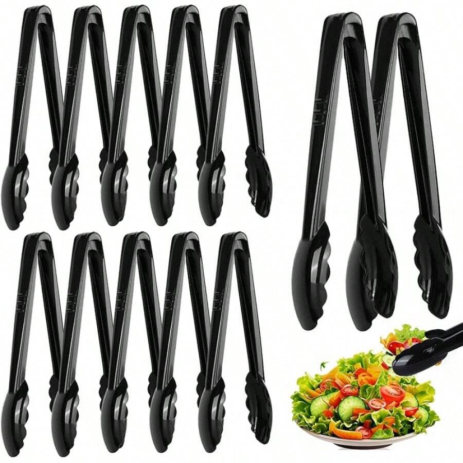 12 Pc Serving Tongs 9 Inch Bulk Reusable Or Disposable Plastic Tongs ...
