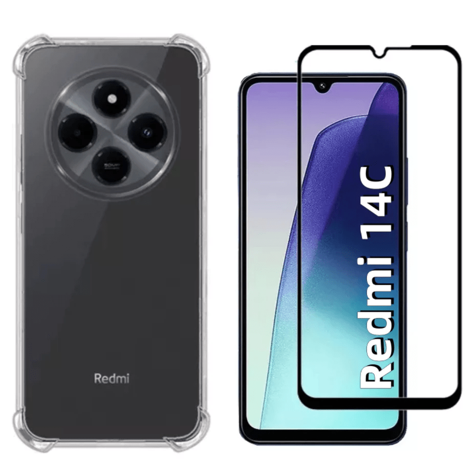 KIt Pelicula Vidro 3D Redmi 14C + Capa Capinha Anti Shock + Pelicula ...