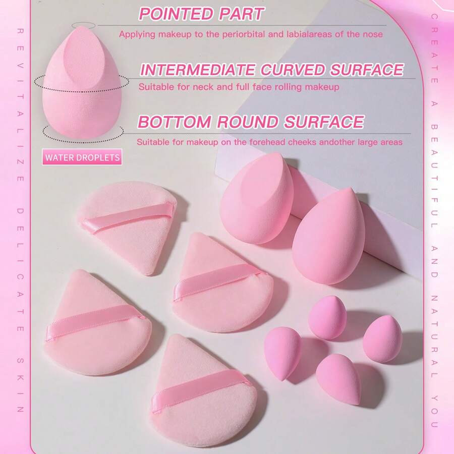 10-Piece Makeup Sponge & Puff Set - Soft Triangle Blending Sponges For ...
