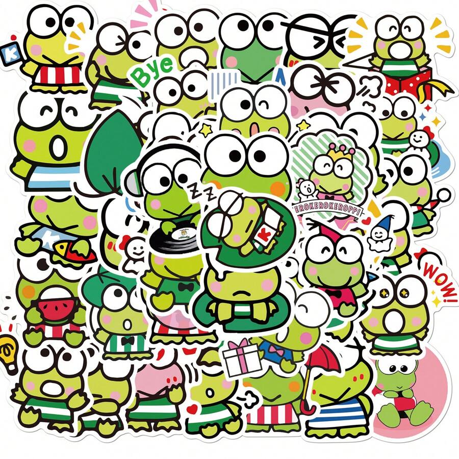 Sanrio 50PCS Kawaii Sanrio Stickers Cute Frog Cartoon Decal PVC ...