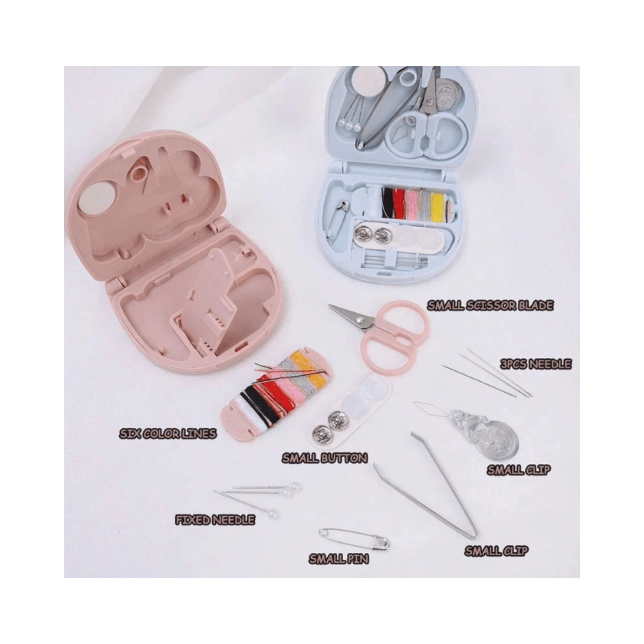 Mini Sewing Kit Box 22 Pieces 7x6.5cm Sewing Tape Measure Thimble ...