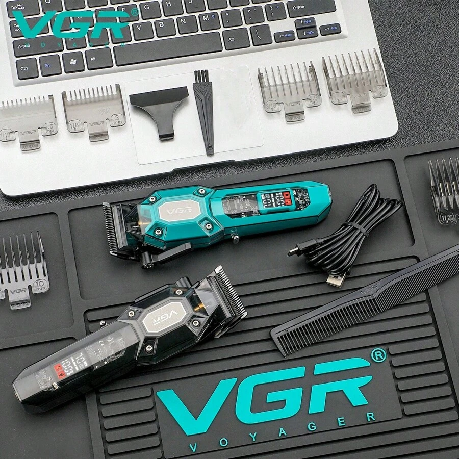 VGR VGR Electric Digital Display Hair Trimmer Transparent Cordless Hair Clipper Professional ...