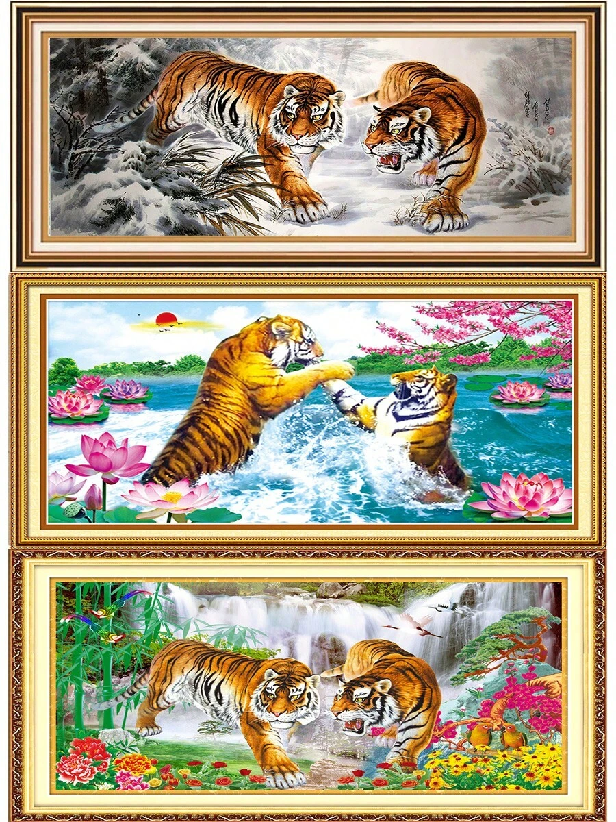 qingfei Elegant Flying Tiger Roaring Dragon Cross Stitch, Tiger ...