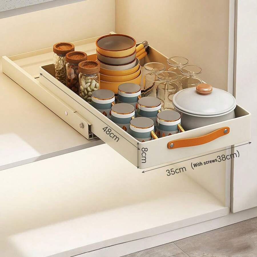 Pull Out Cabinet Organizer, Heavy Duty Slide Out Drawer, No Drill Pull ...