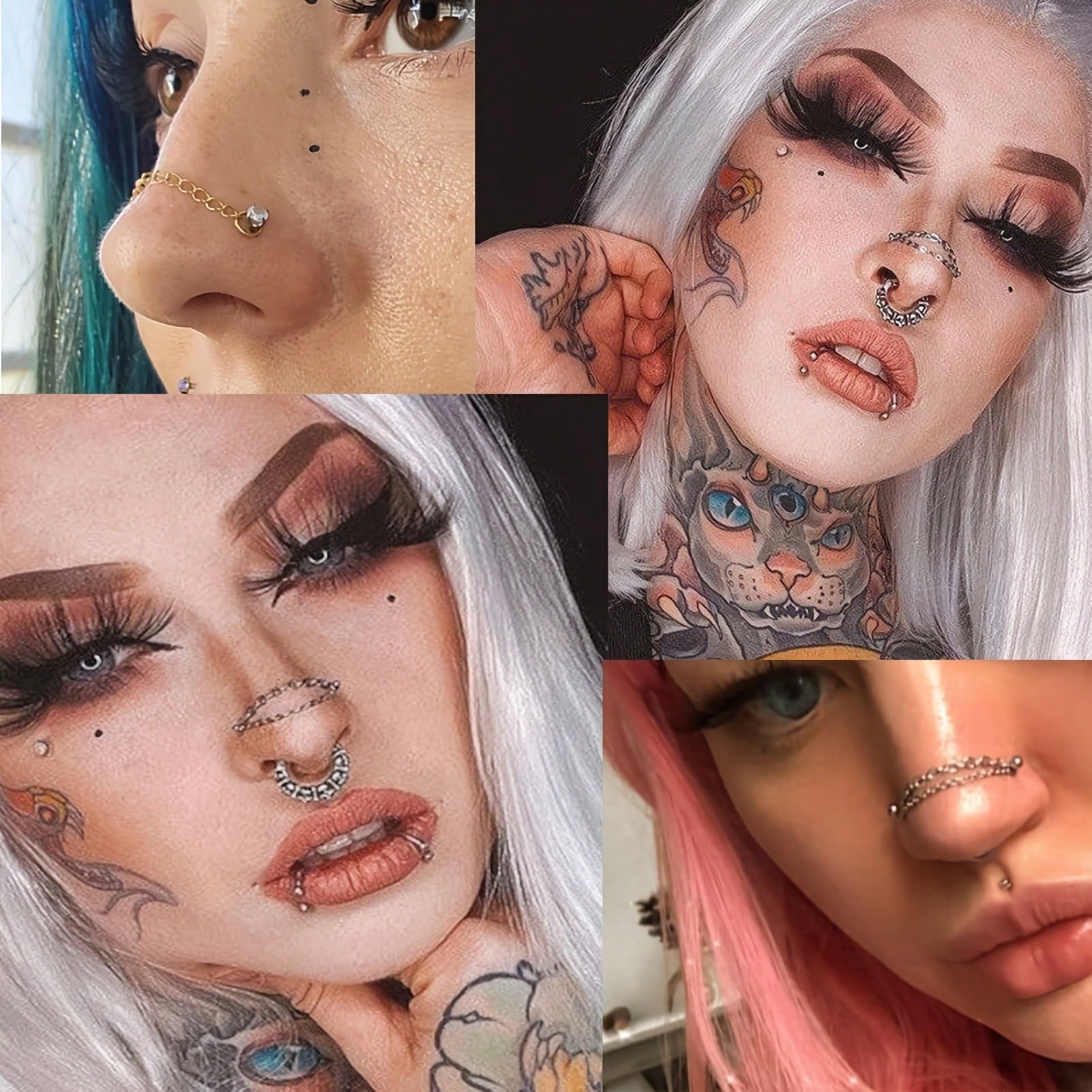 Nose Chain Surgery Steel Span Top Nose Perforation Jewelry Nostril ...