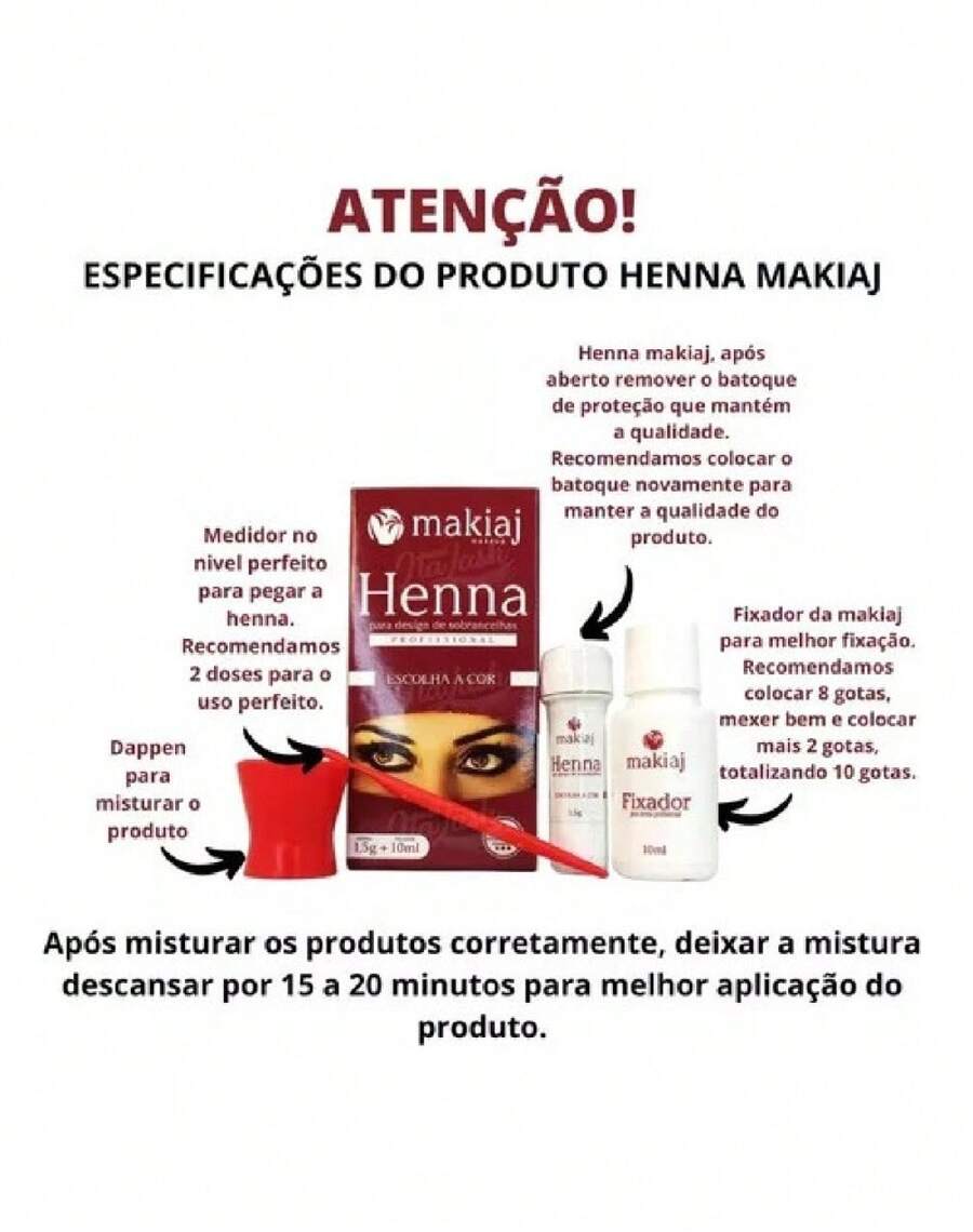 Kit 5 Hennas Sobrancelha Makiaj Alto Rendimento Fixação Rena 1,5g Henna ...
