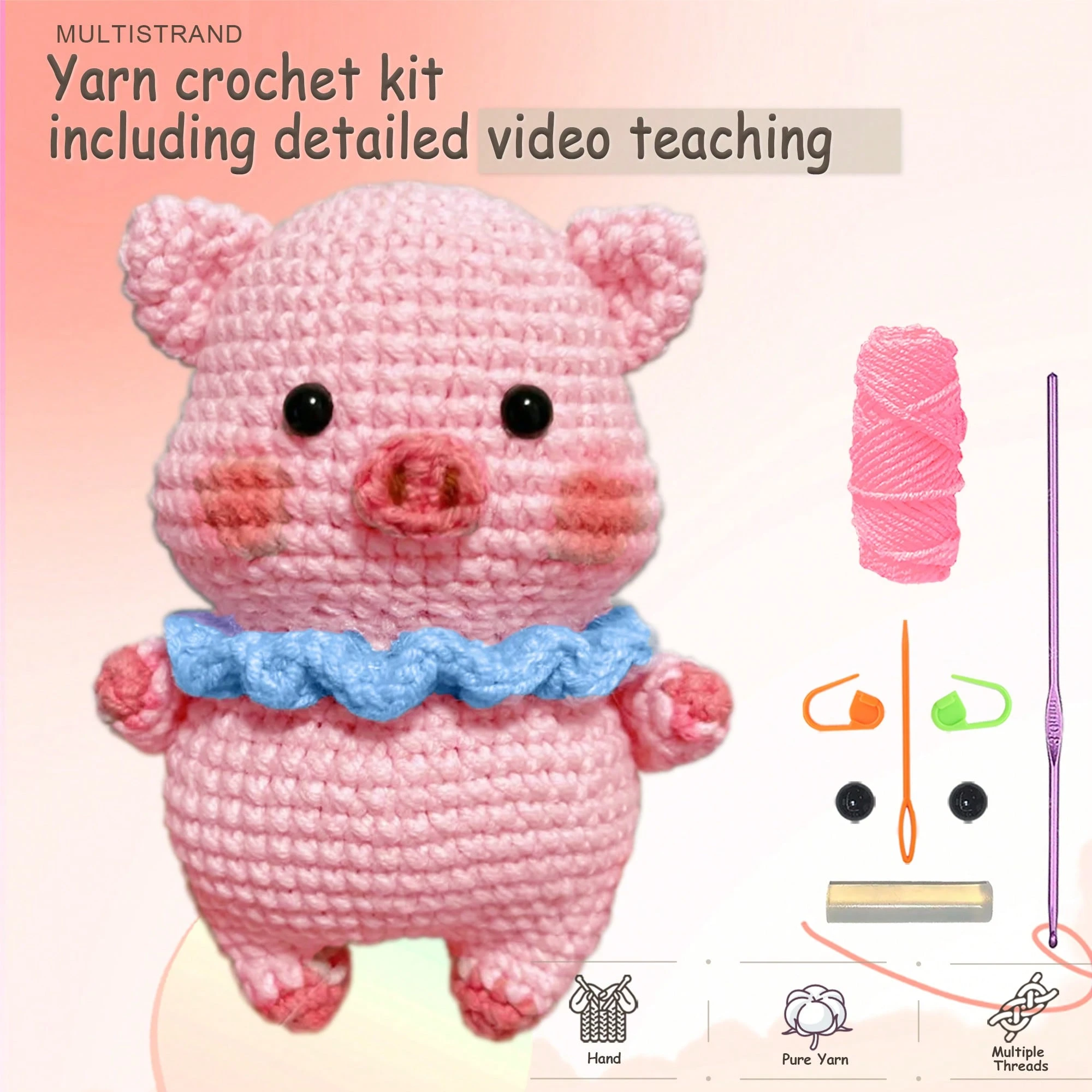 Kit fai-da-te per uncinetto di maiale per principianti, kit di avvio ...