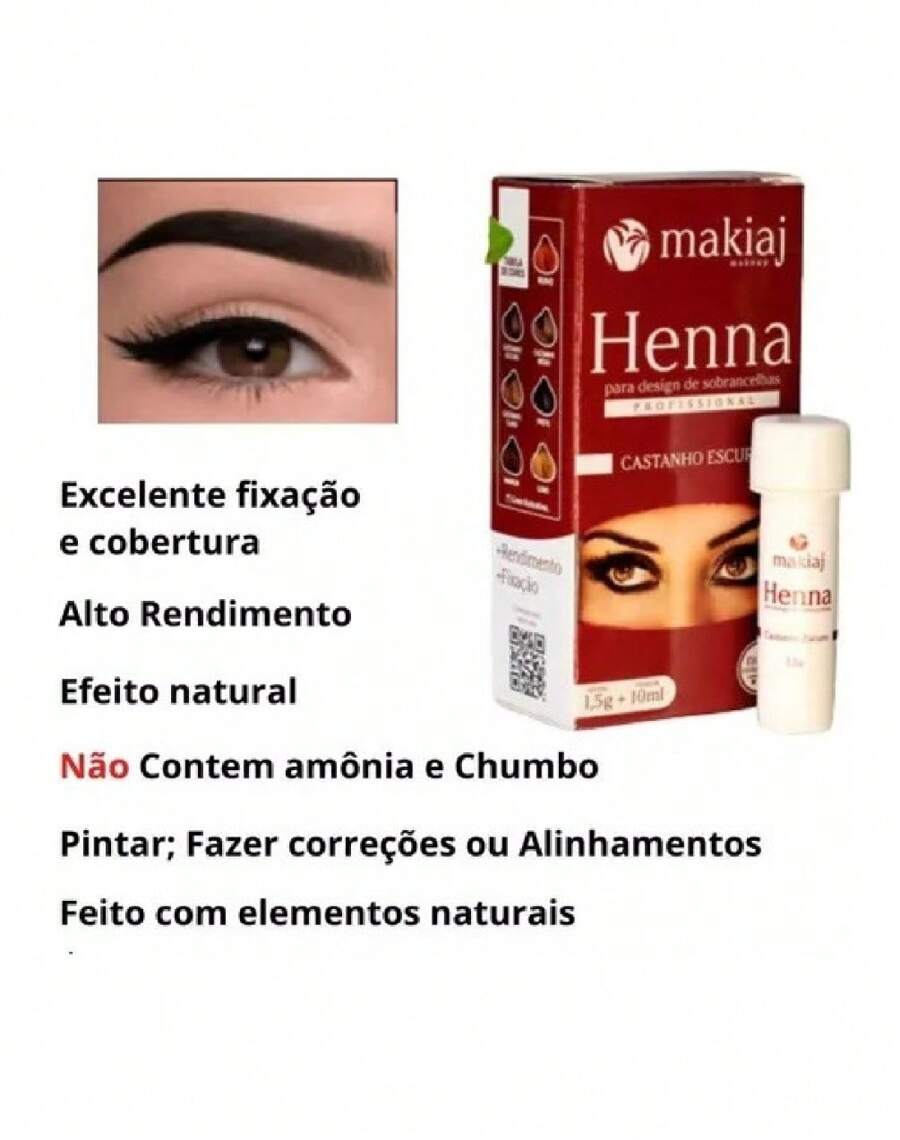 Kit 5 Hennas Sobrancelha Makiaj Alto Rendimento Fixação Rena 1,5g Henna ...