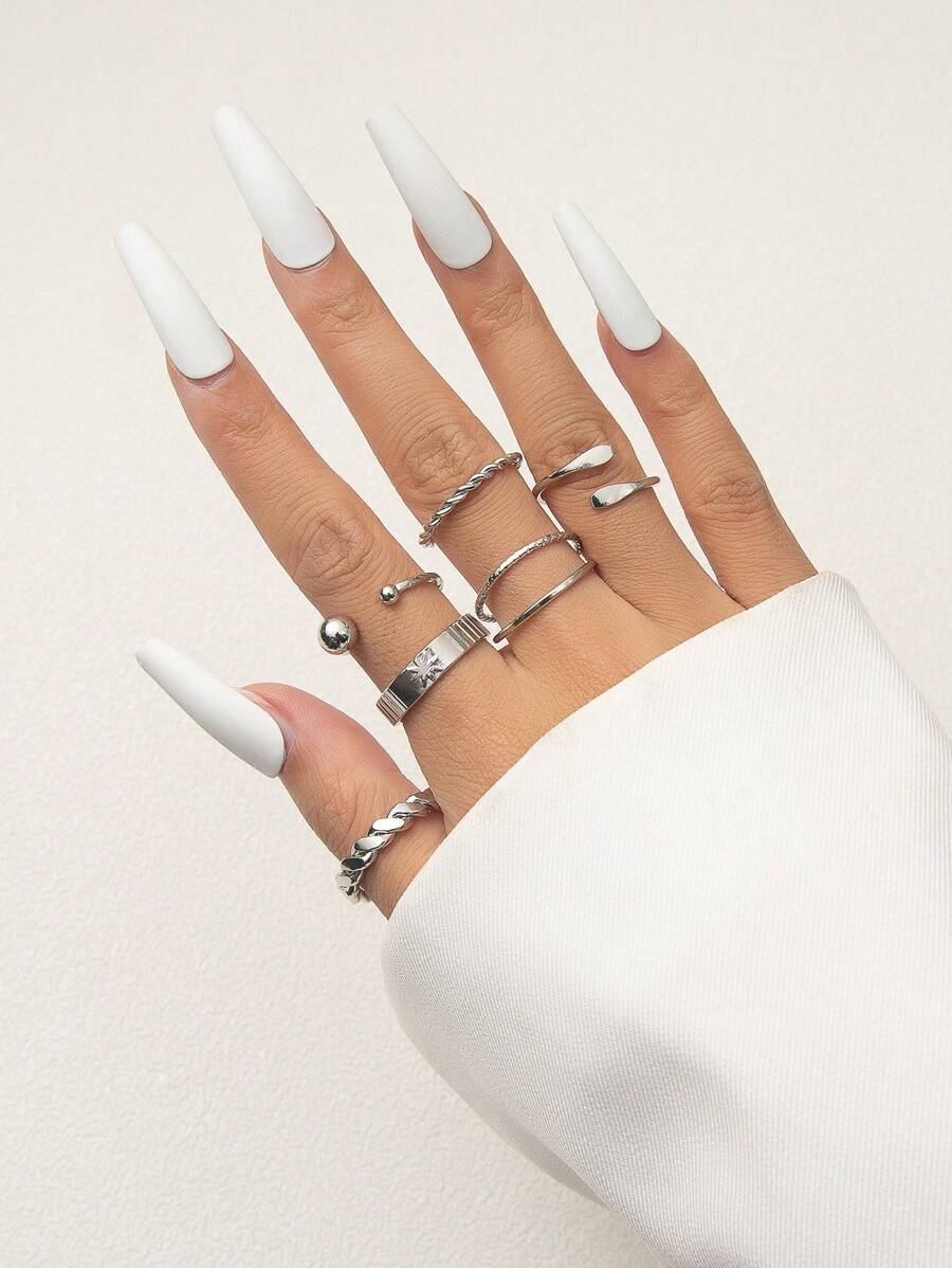 Conjunto de 6 anillos retorcidos simples, varios estilos, adecuado para el uso diario de las ...