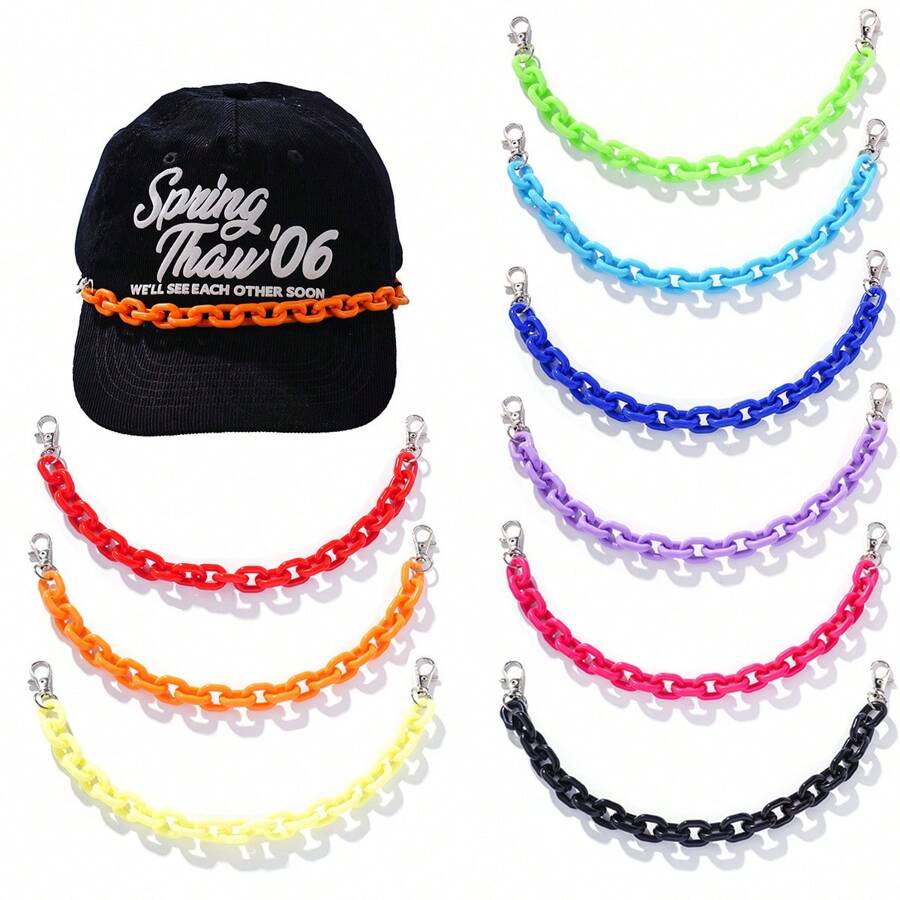 Colorful Acrylic Chain Hat Set, Fashion DIY Acrylic Links Baseball Hat ...