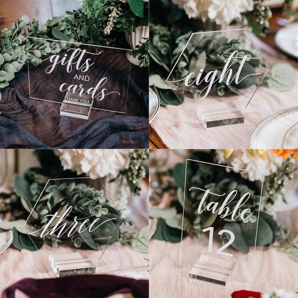 10 Pieces Acrylic Place Card Holders Clear Place Acrylic Stands Name ...