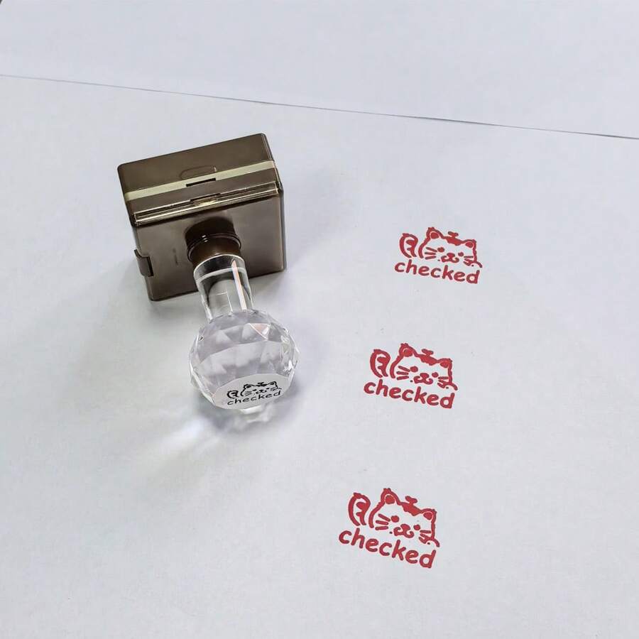 Checked Cat Stamp, For Teacher Classroom Correction, Office Stamped ...