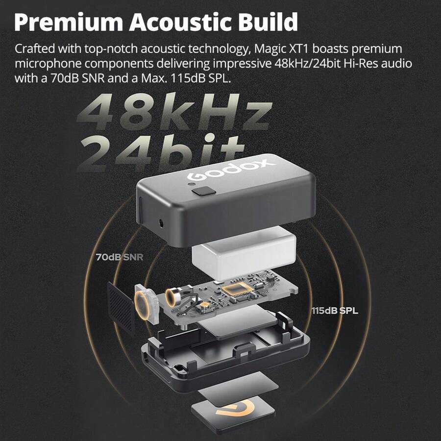 Godox Système de microphone sans fil GODOX Magic XT1 2,4 GHz, portée ...