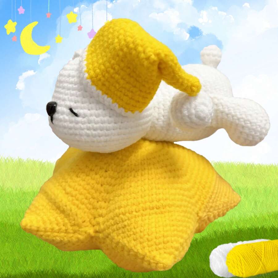 Kit de crochet DIY d'ours en peluche étoile endormi pour débutants, animaux en peluche amigurumi ...
