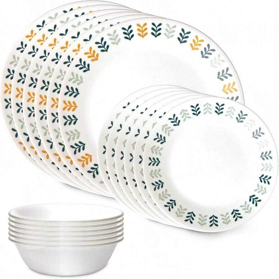 Corelle Vitrelle 18-Piece Service For 6 Dinnerware Set, Triple Layer ...