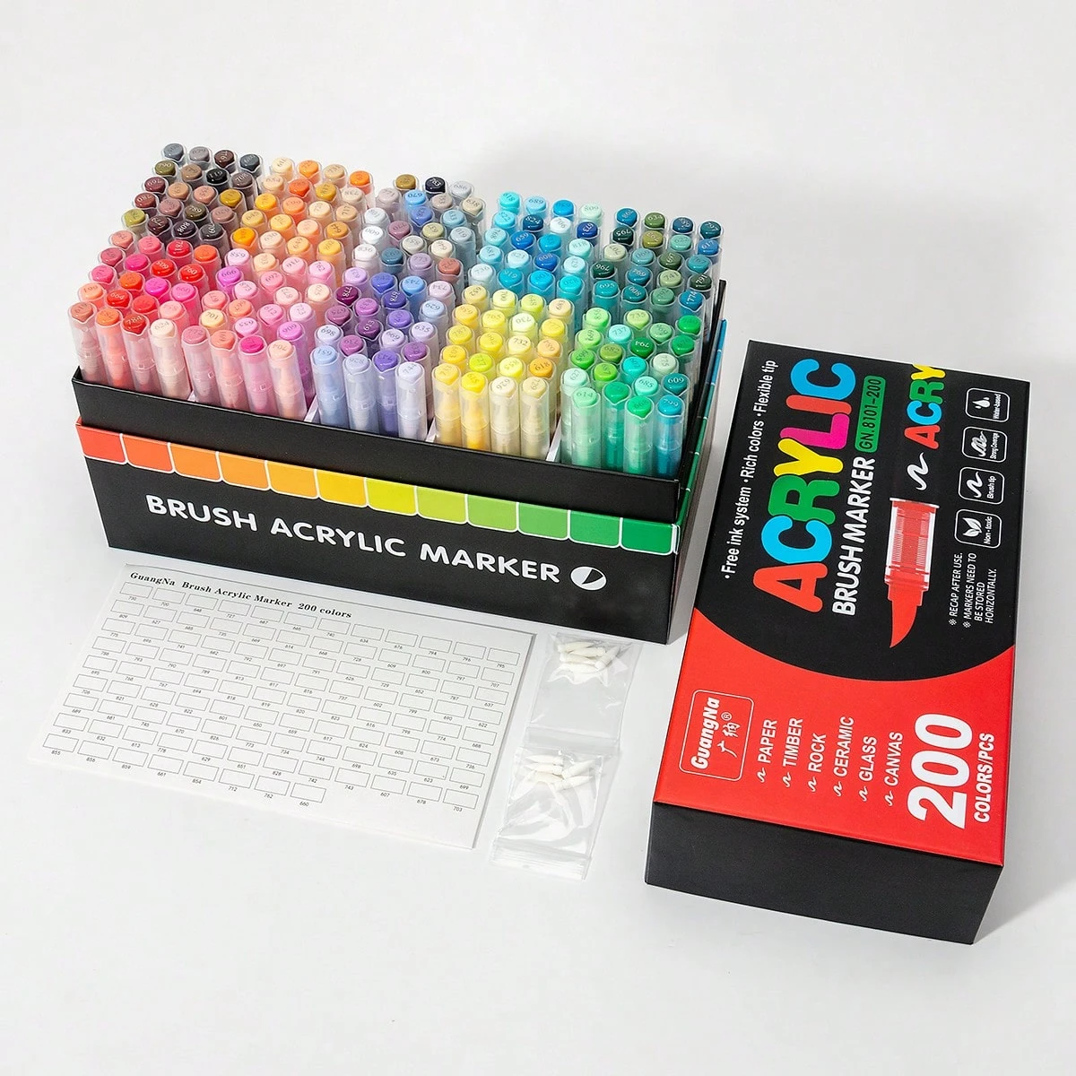 GuangNa 24-Piece Acrylic Marker Pen Set, Soft-Tip Non-Pressing Design ...