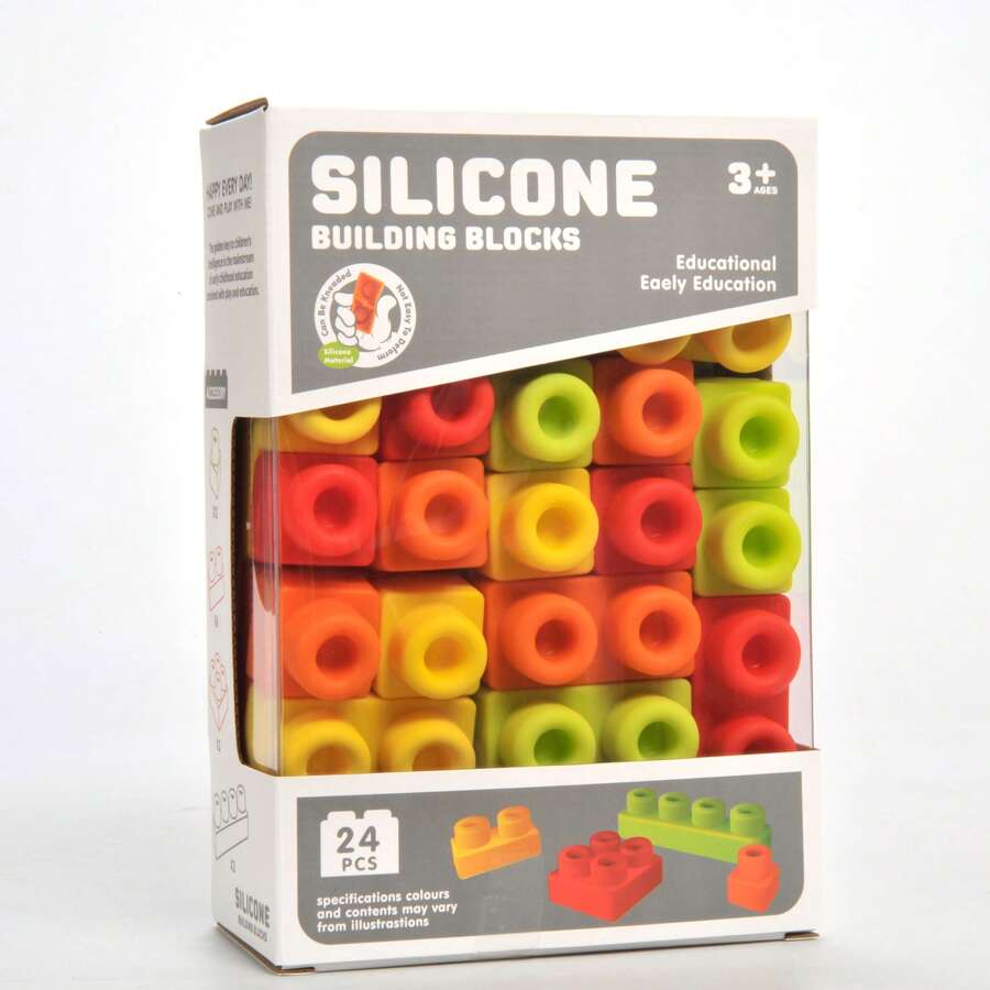 Silicone Blocks Soft Building Blocks, Educational Toy Soft Baby Blocks ...
