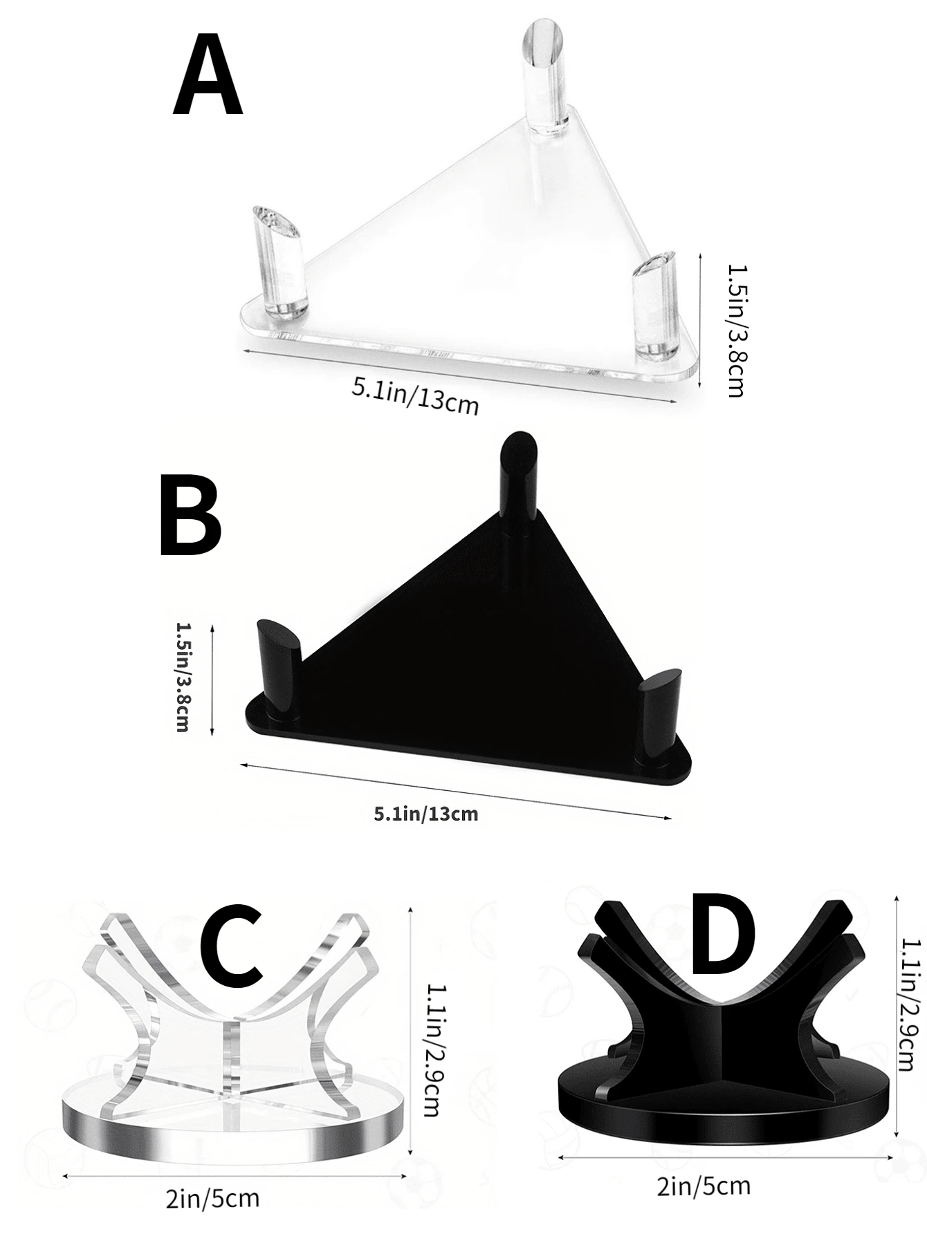 2 Pcs Acrylic Small Ball Stand Holder Sport Ball Display Rack Baseball ...